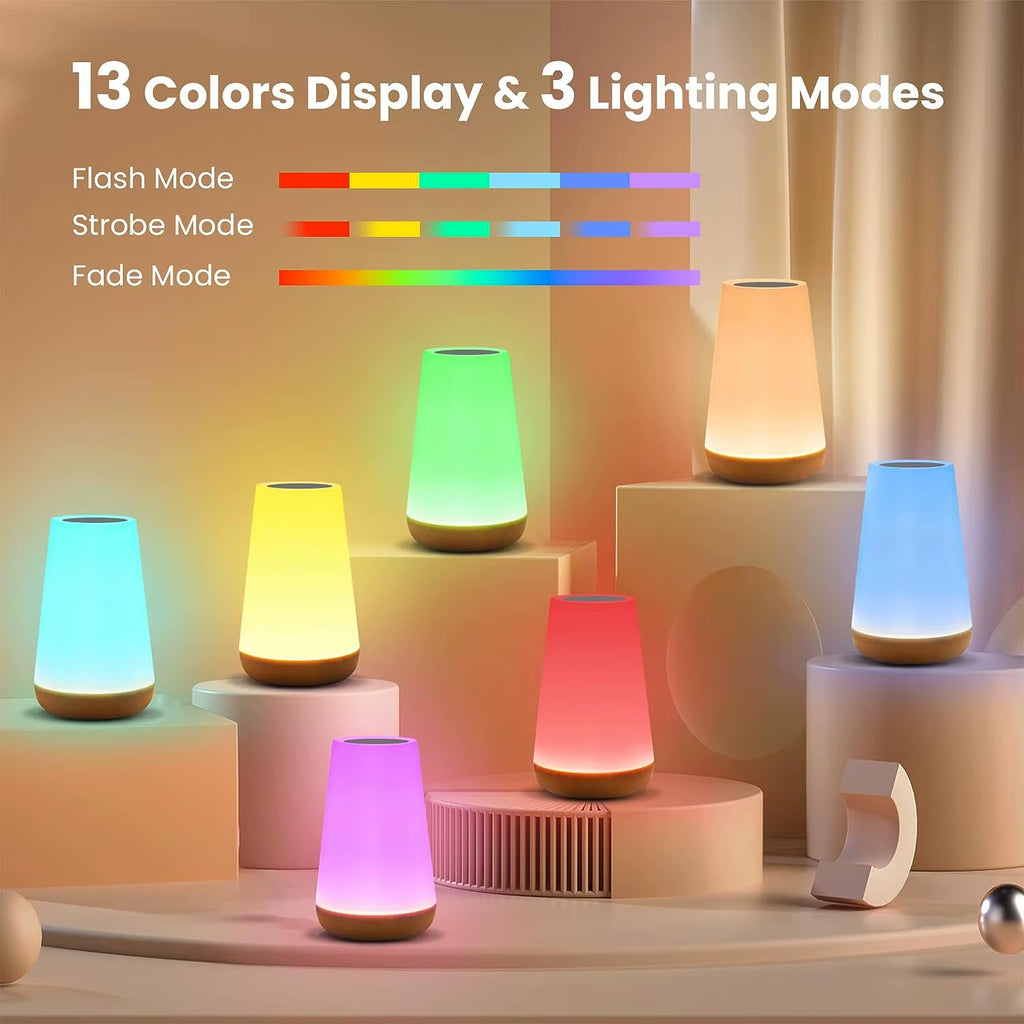 13 Color Changing Night Light Remote Control Touch USB Rechargeable RG ...