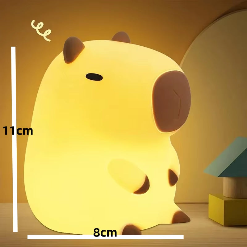 Cute Capybara Night Light Cute Cartoon Silicone Creative Bedside Sleep ...