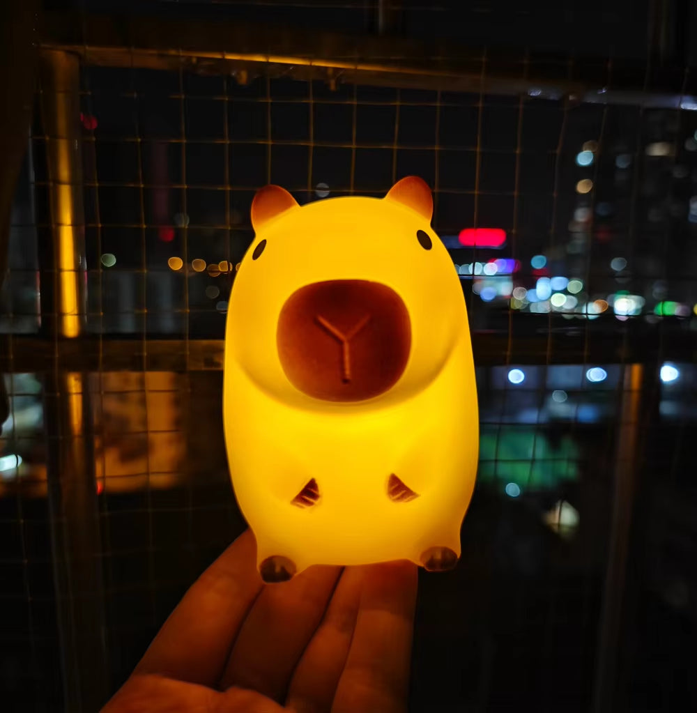 Cute Capybara Night Light Cute Cartoon Silicone Creative Bedside Sleep ...